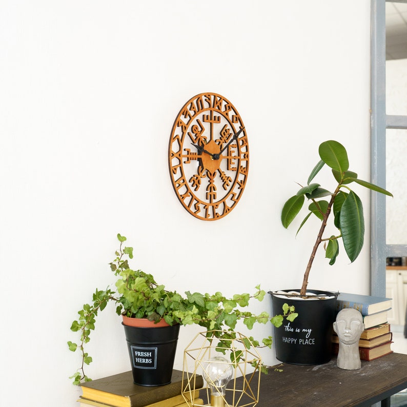 Viking Wall Clock, Viking Symbols Wall Clock, Modern Oversize Wall ...