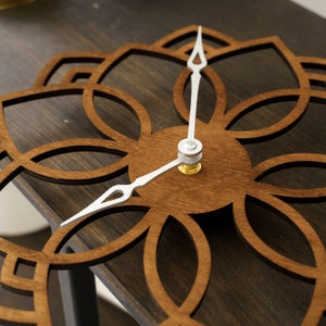 Mandala Wall Clock, Lotus Wall Clock, Silent Wall Clock Wood, Flower ...