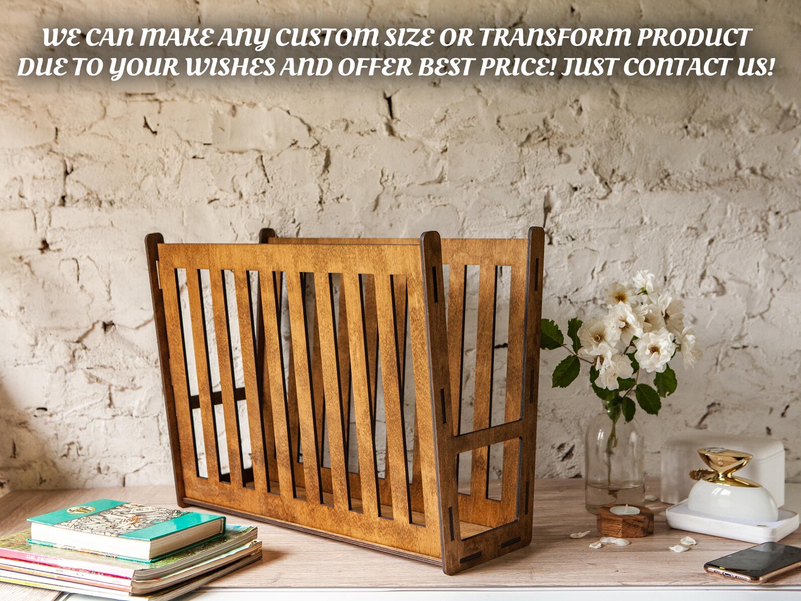 Desktop Bookshelf Custom Book Box Storage Personalized Free Standing ...