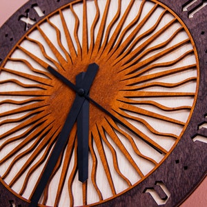 Sun Wall Clock,sun Clock,sun Wood Wall Art,wood Wall Clock,wall Clock ...