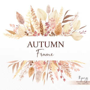 Fall Frame Clipart Png, Watercolor Autumn Border, Wildflowers Floral ...