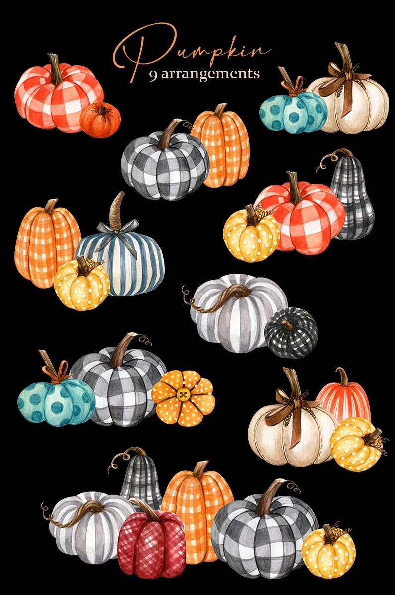 Watercolor Pumpkin Clipart Fall Clipart Watercolor Pumpkin - Etsy