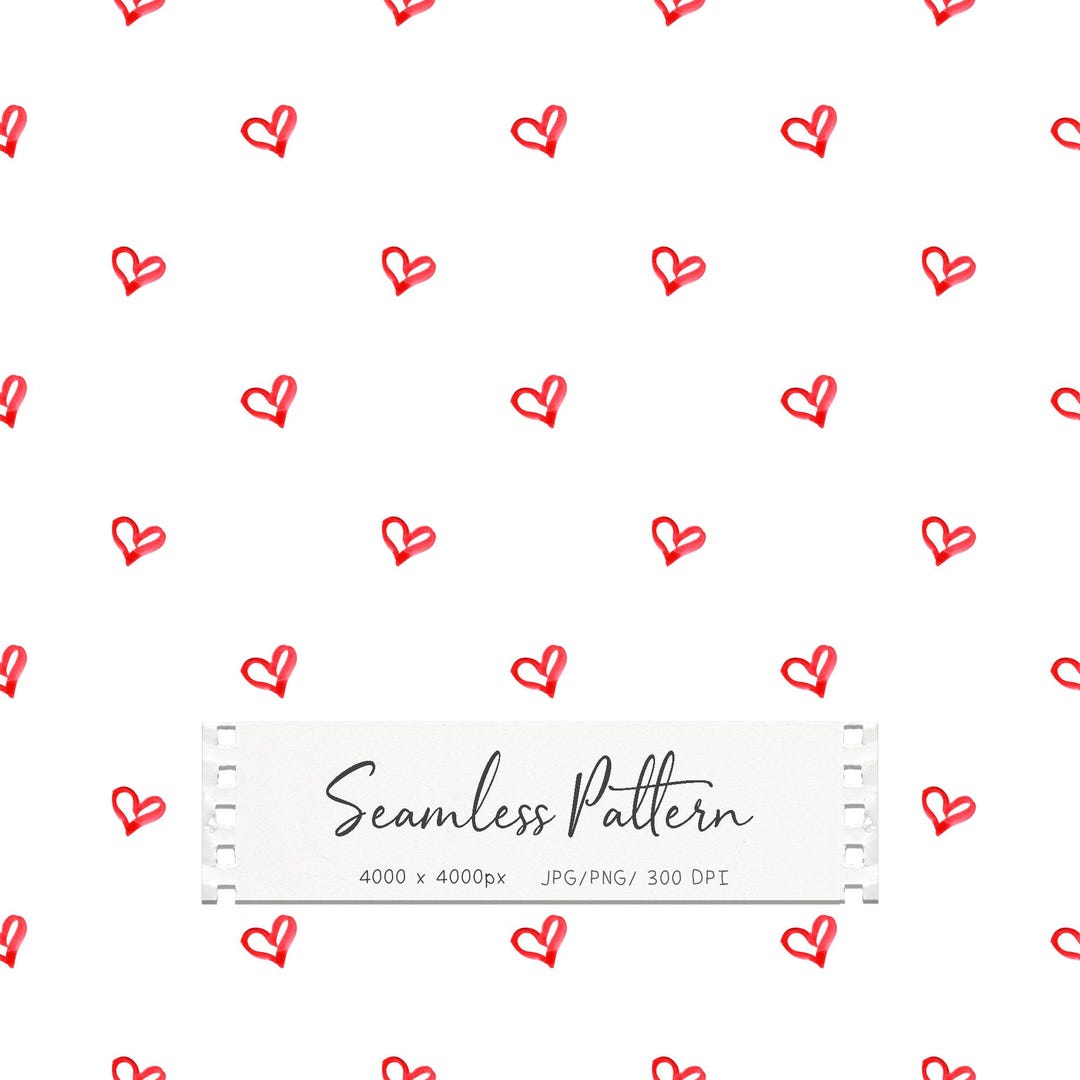 Seamless Red Heart Pattern, Minimal Valentine Digital Paper, Love ...