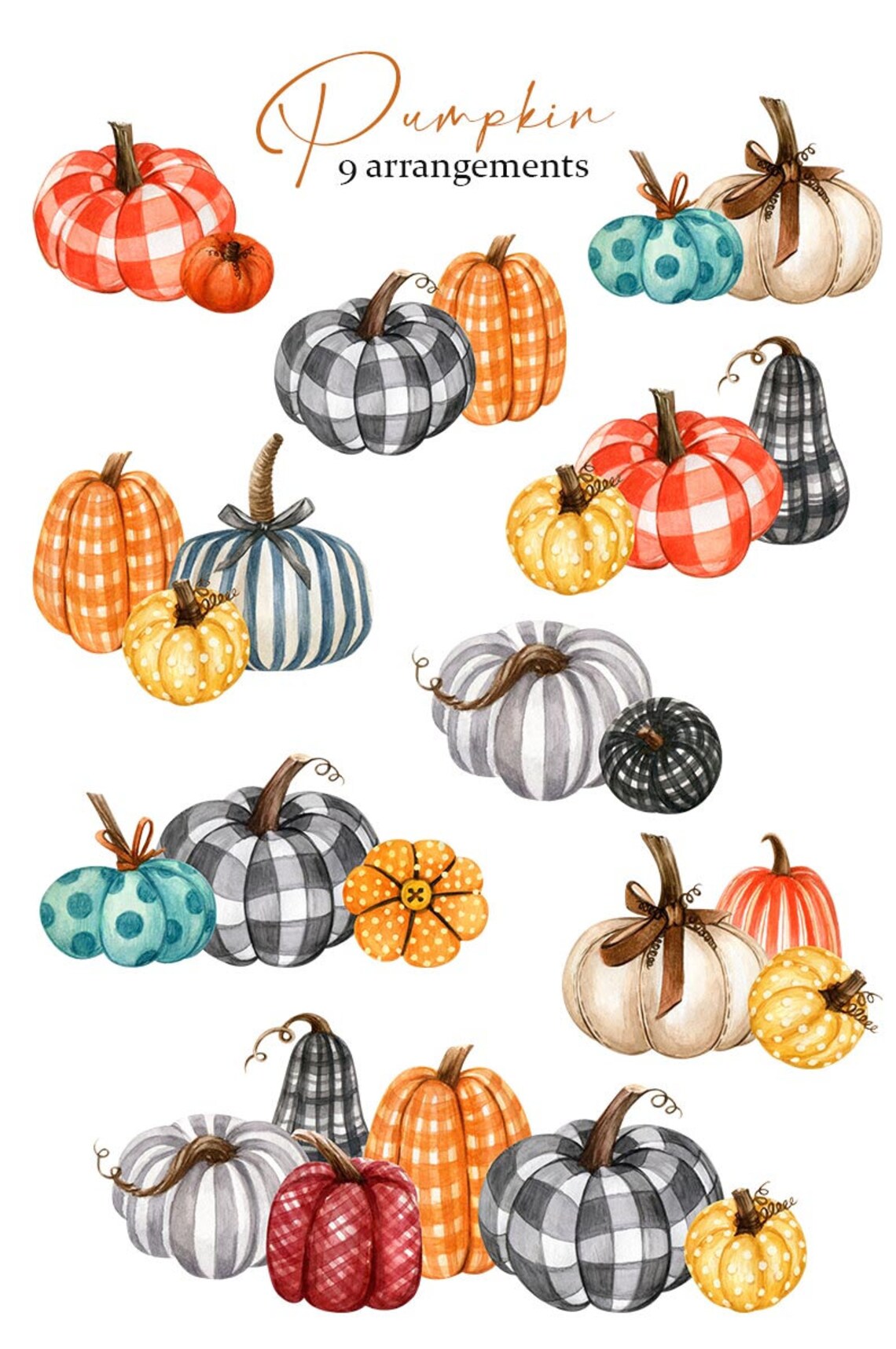 Watercolor Pumpkin Clipart Fall Clipart Watercolor Pumpkin - Etsy