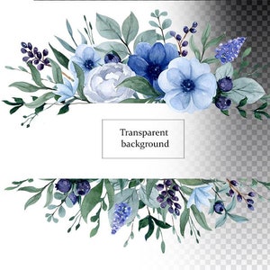 Blue Floral Flower Frame Clipart Wildflower Border Png | Etsy India