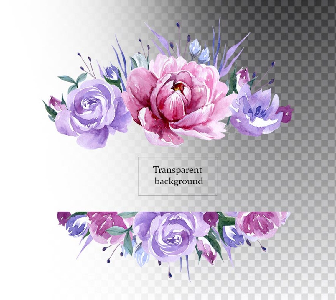 Purple Floral Frame Clipart, Flower Border Clipart, Floral Border ...