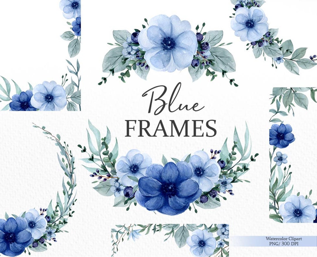 Blue Watercolor Border