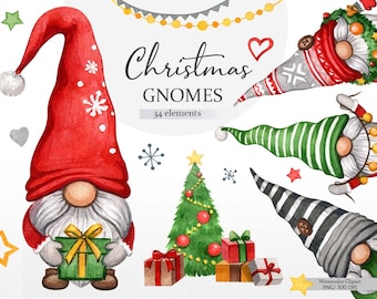 Christmas Gnome Clipart - Etsy