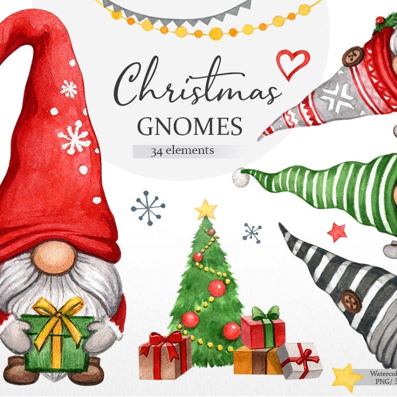 Christmas Gnome Clipart - Etsy
