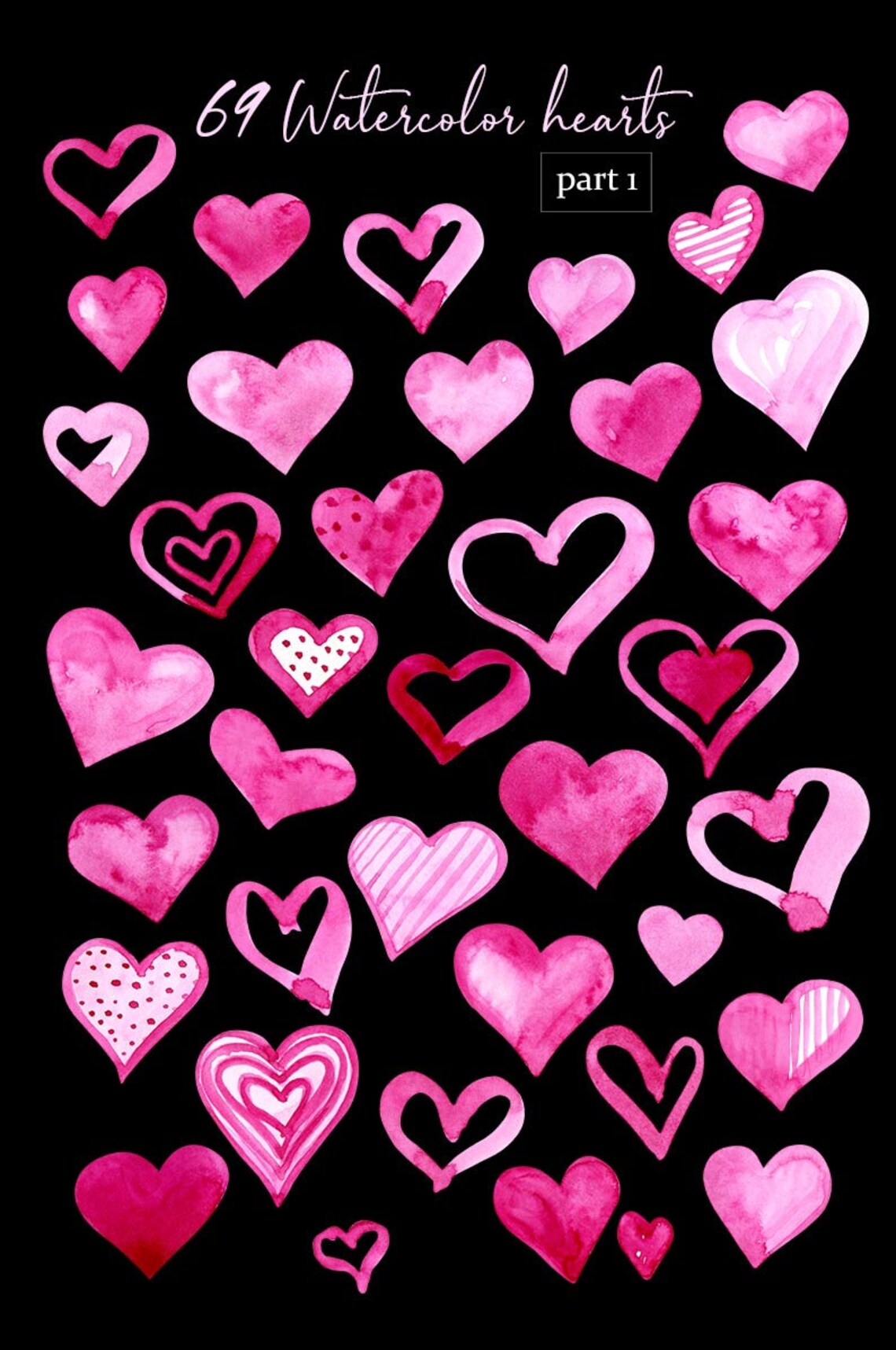 Watercolor Valentine Clipart Pink Heart Clipart Valentines - Etsy