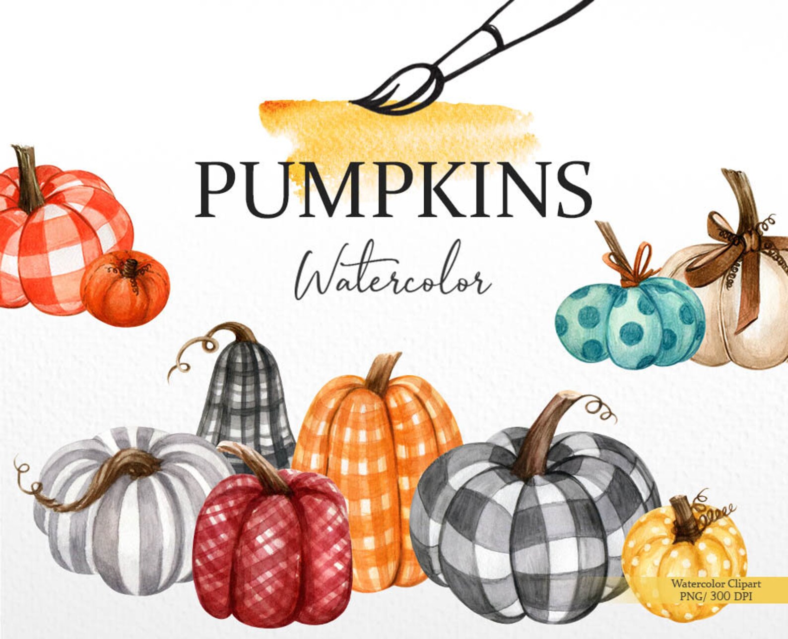 Watercolor Pumpkin Clipart Fall Clipart Watercolor Pumpkin - Etsy