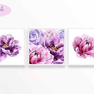 Spring Flowers Watercolor Clipart, Pink Purple Peonys Clipart ...