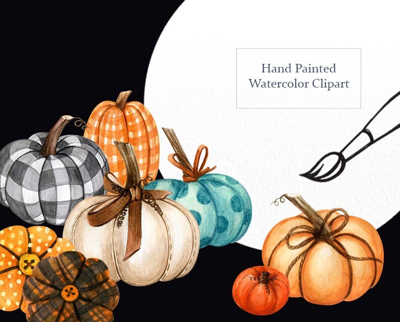 Fall Clipart Watercolor Pumpkin Clipart Thanksgiving - Etsy