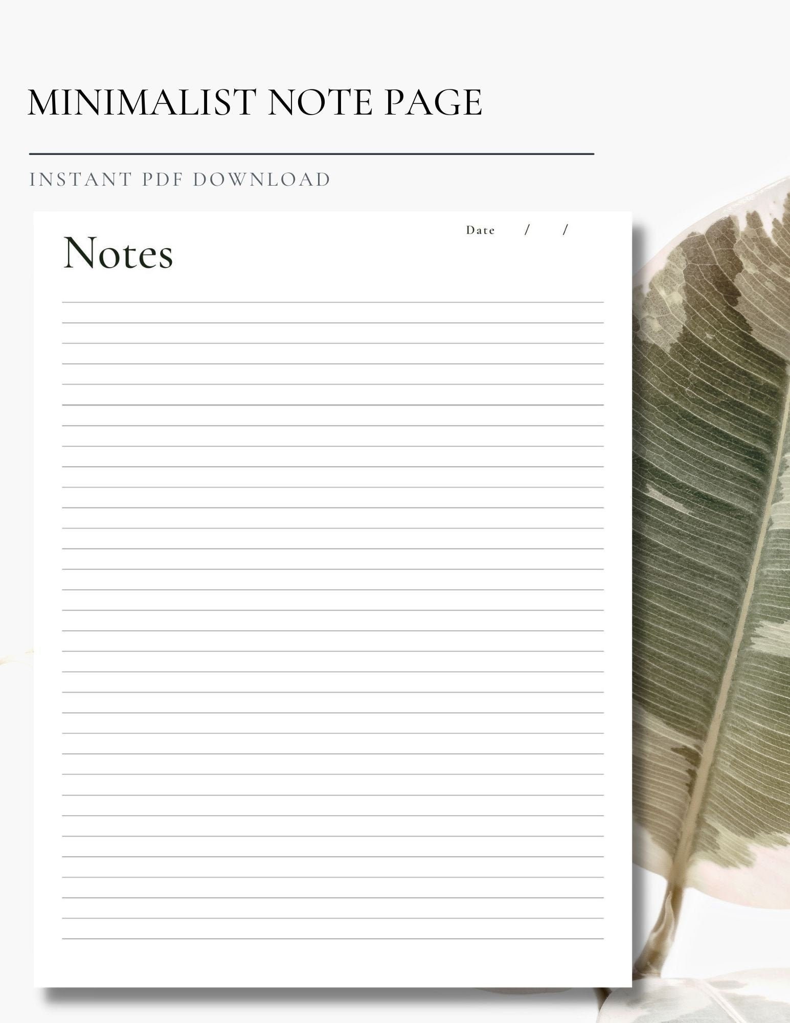 Minimalist Printable Note Page Digital Download PDF - Etsy UK