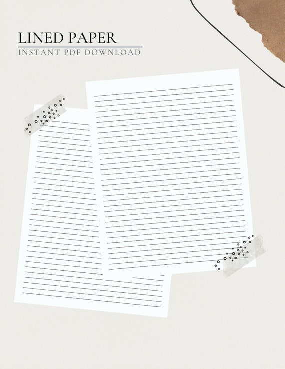 Printable Lined Paper Digital Download PDF Download | Etsy