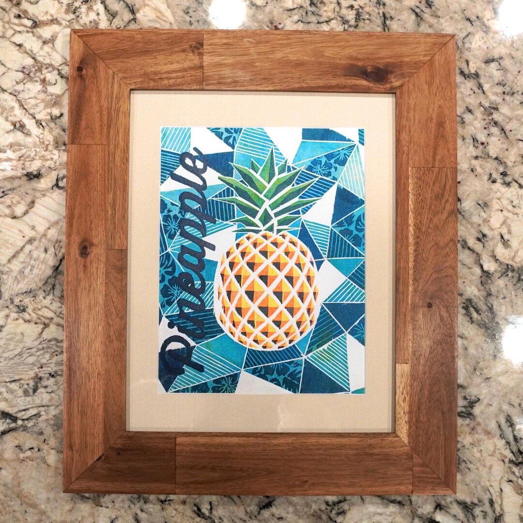 Framed Pineapple Woodcut Print - Signed - Wood Panel Frame - Etsy