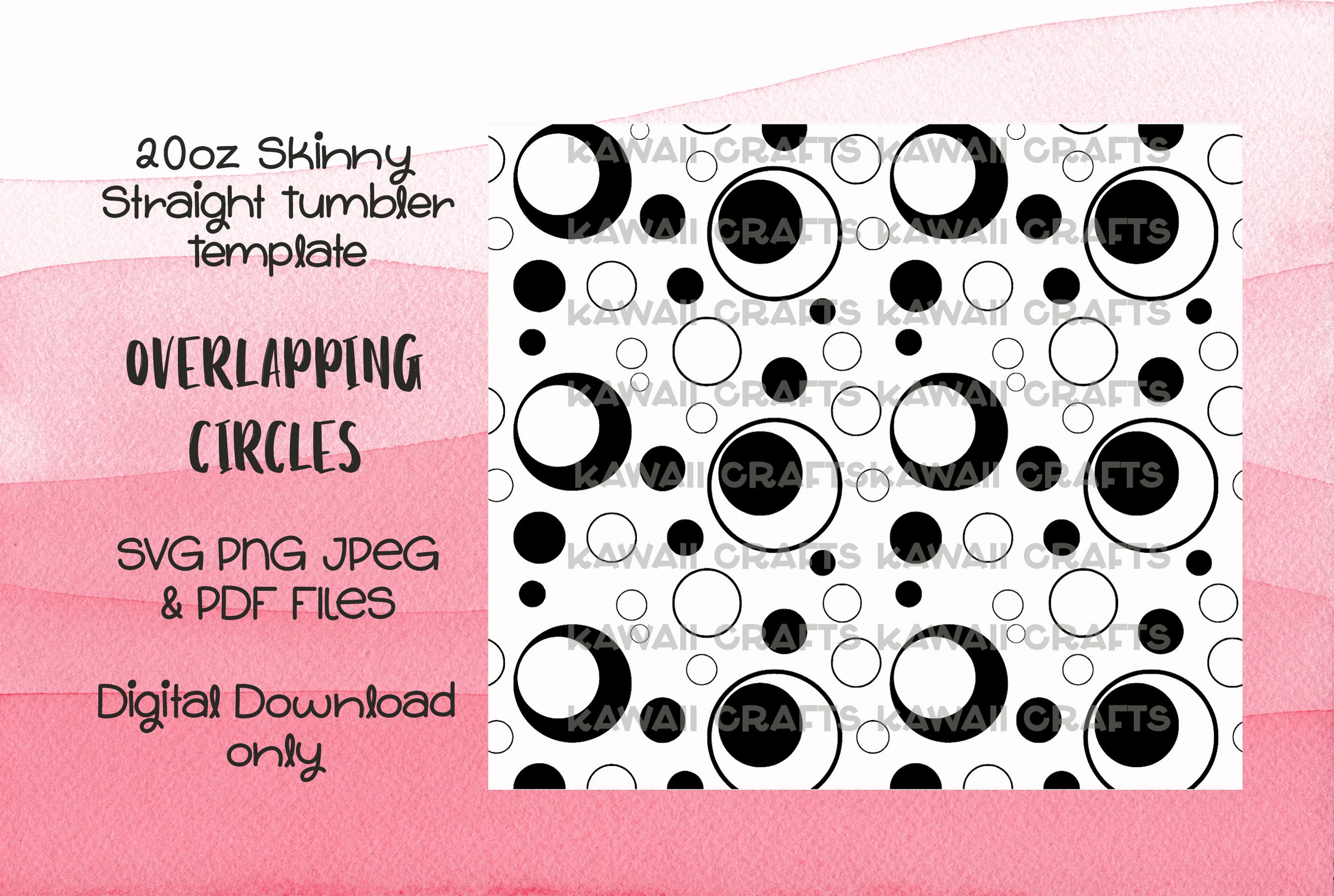20oz Straight Skinny Tumbler Template Overlapping Circles Seamless - Etsy