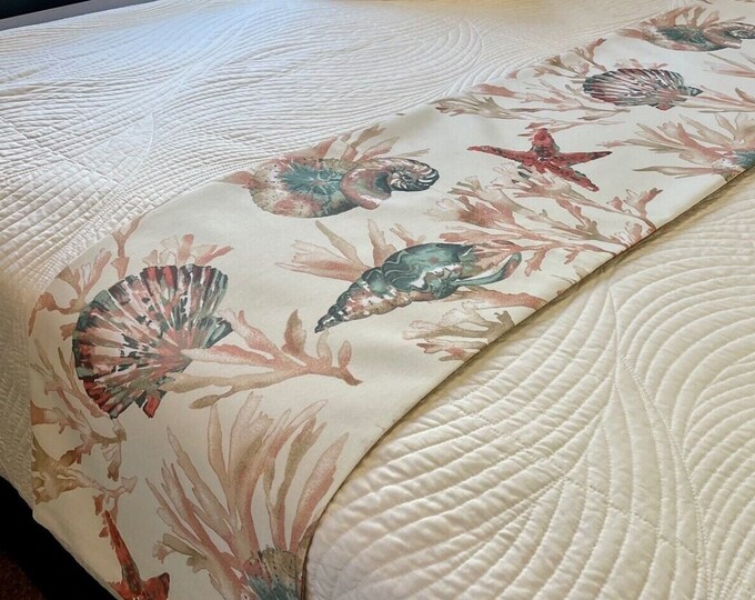 Elegant Seashell Print Runner in Beautiful Shades of Coral, Teal and ...