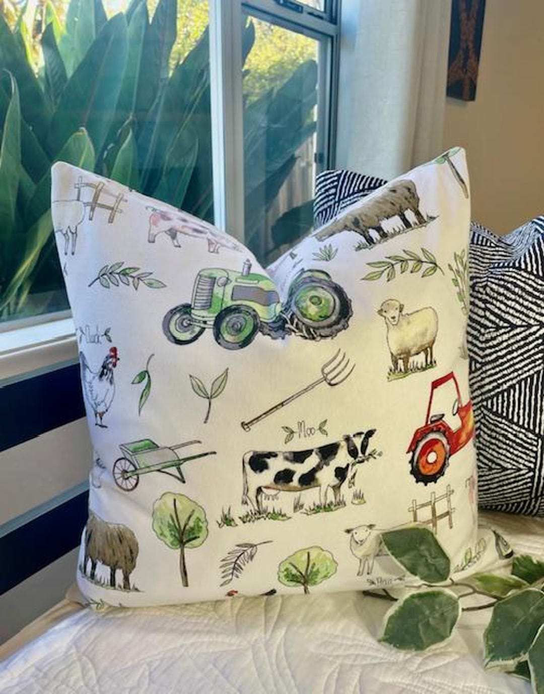 Adorable on the Farm Throw Pillow Cover/ 20 X 20 Handmade Home Goods - Etsy