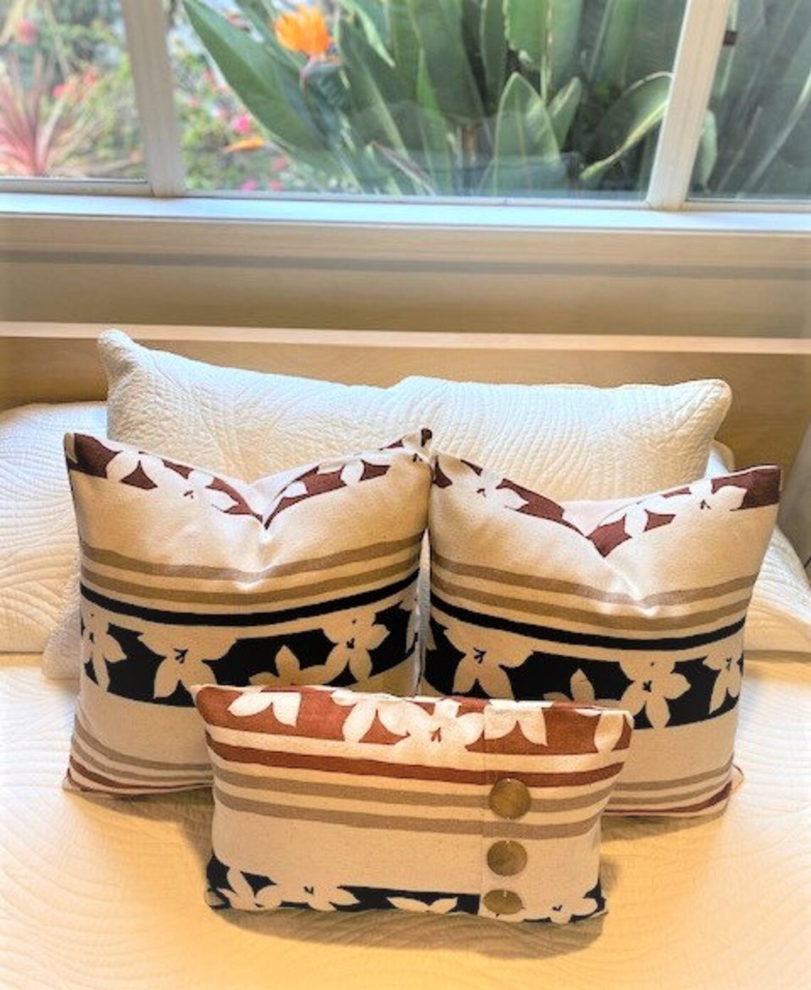 Bed Runner in Burnt Orange Rust Black Tan and off White - Etsy