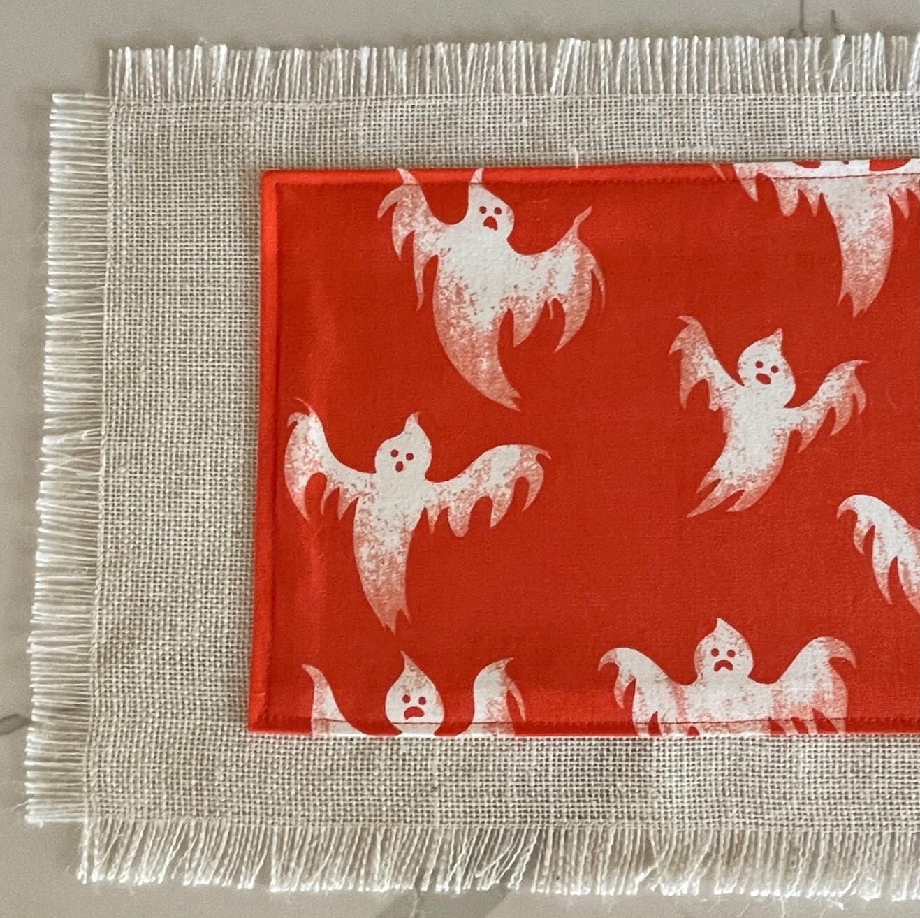 Halloween Table Runner in Orange With White Ghosts on off - Etsy