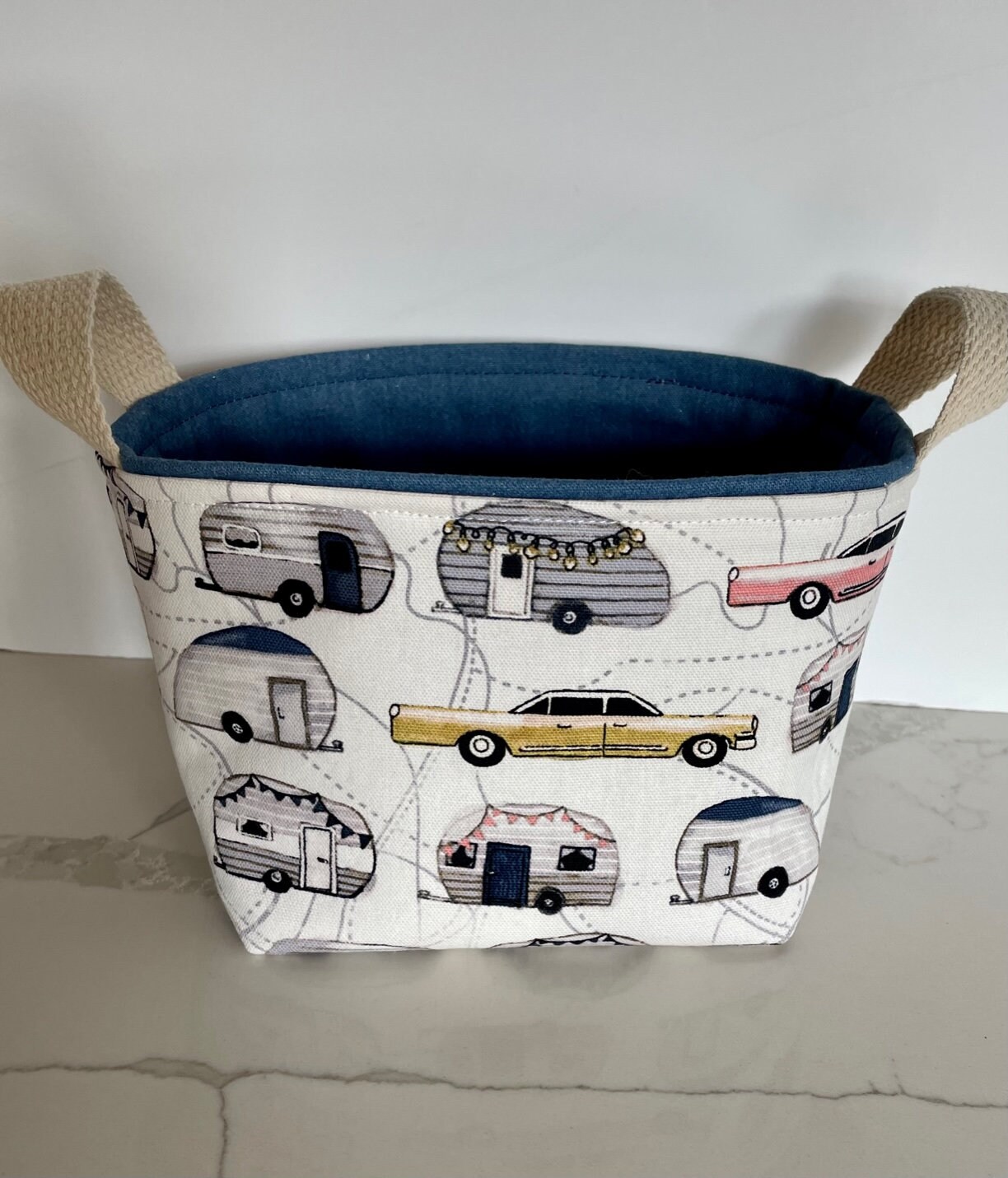 Retro Campers and Classic Cars Babric Storage Bucket With Handles/gift ...