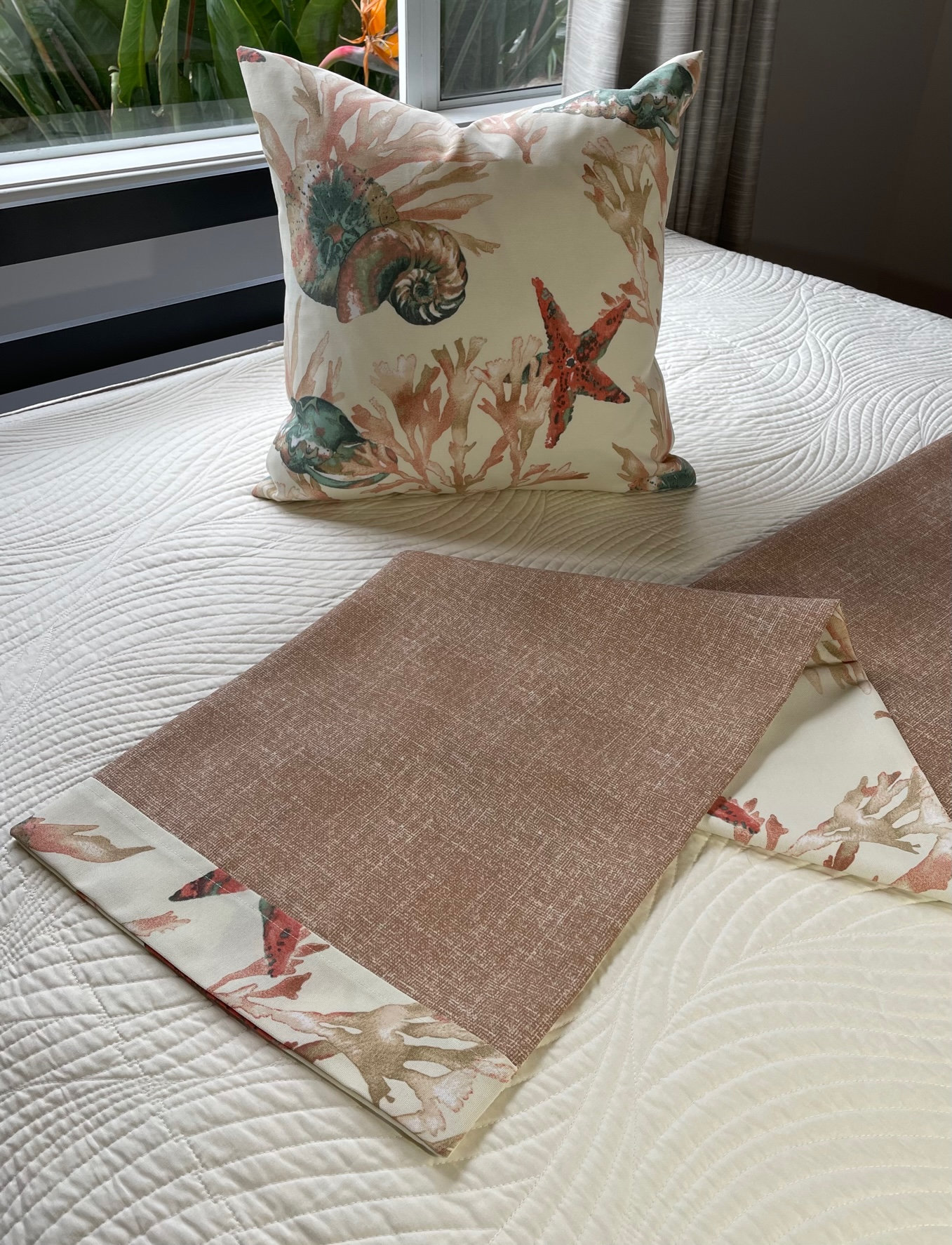 Elegant Seashell Print Runner in Beautiful Shades of Coral - Etsy