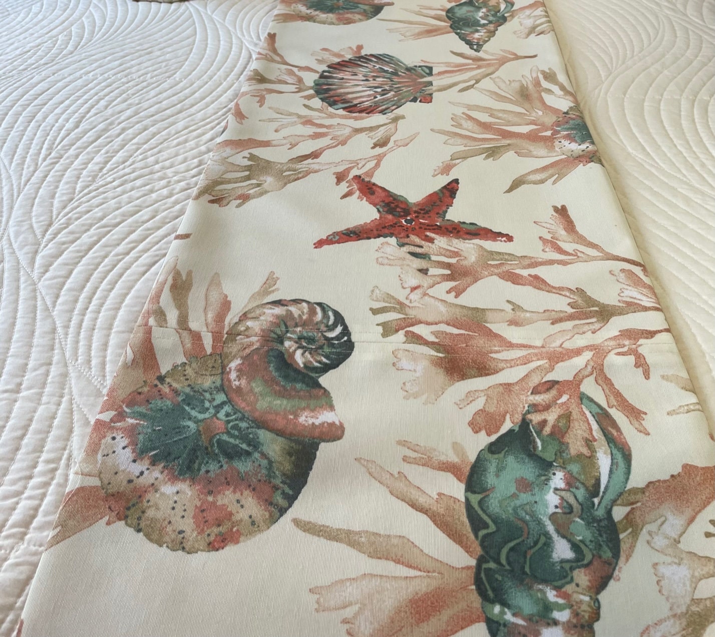 Elegant Seashell Print Runner in Beautiful Shades of Coral, Teal and ...