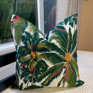 Palm Trees Pillow Cover on Hawaiian Barkcloth/ 20" X 20"/handmade Home ...