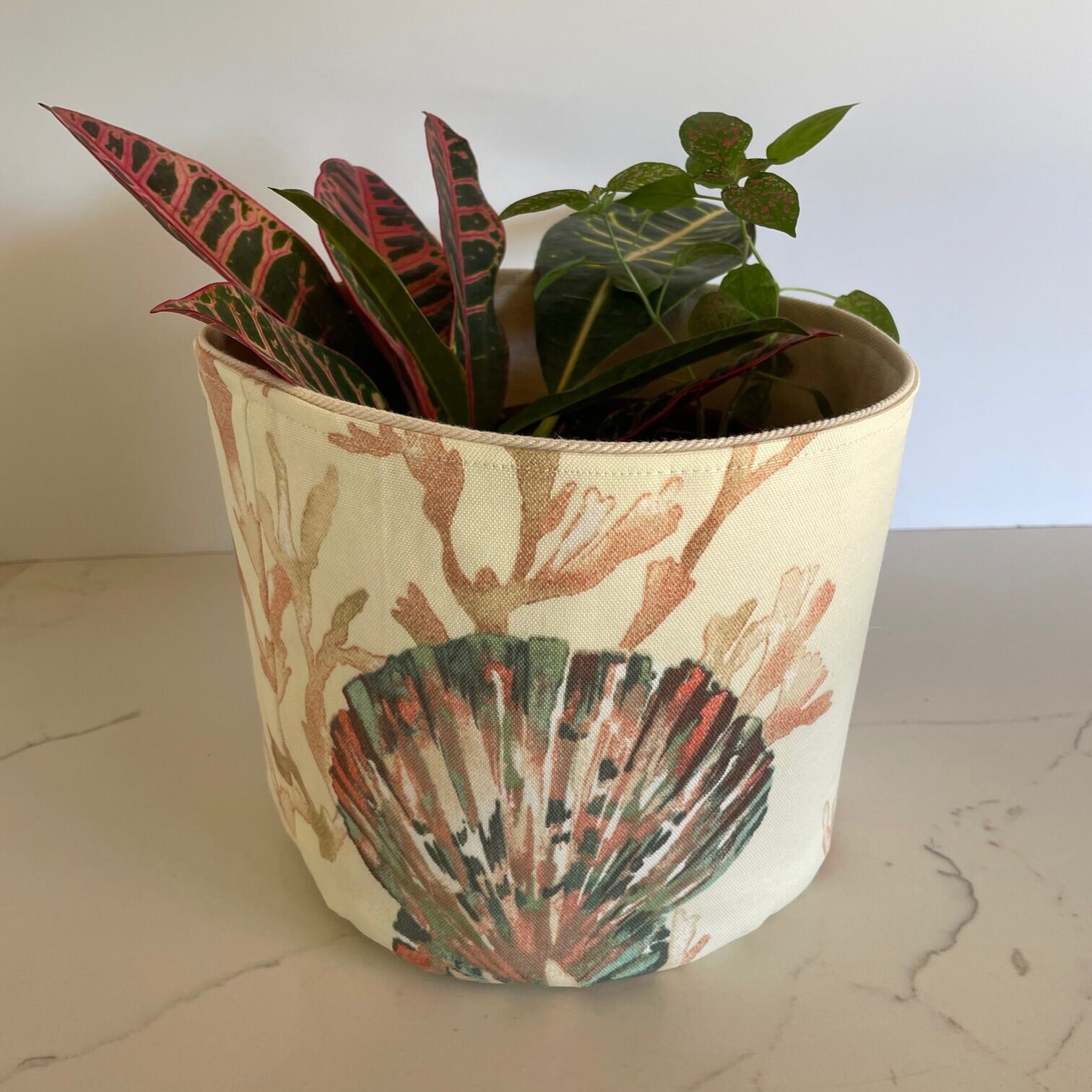 Beautiful Seashell Print Fabric Bucket/ Perfect for Small - Etsy