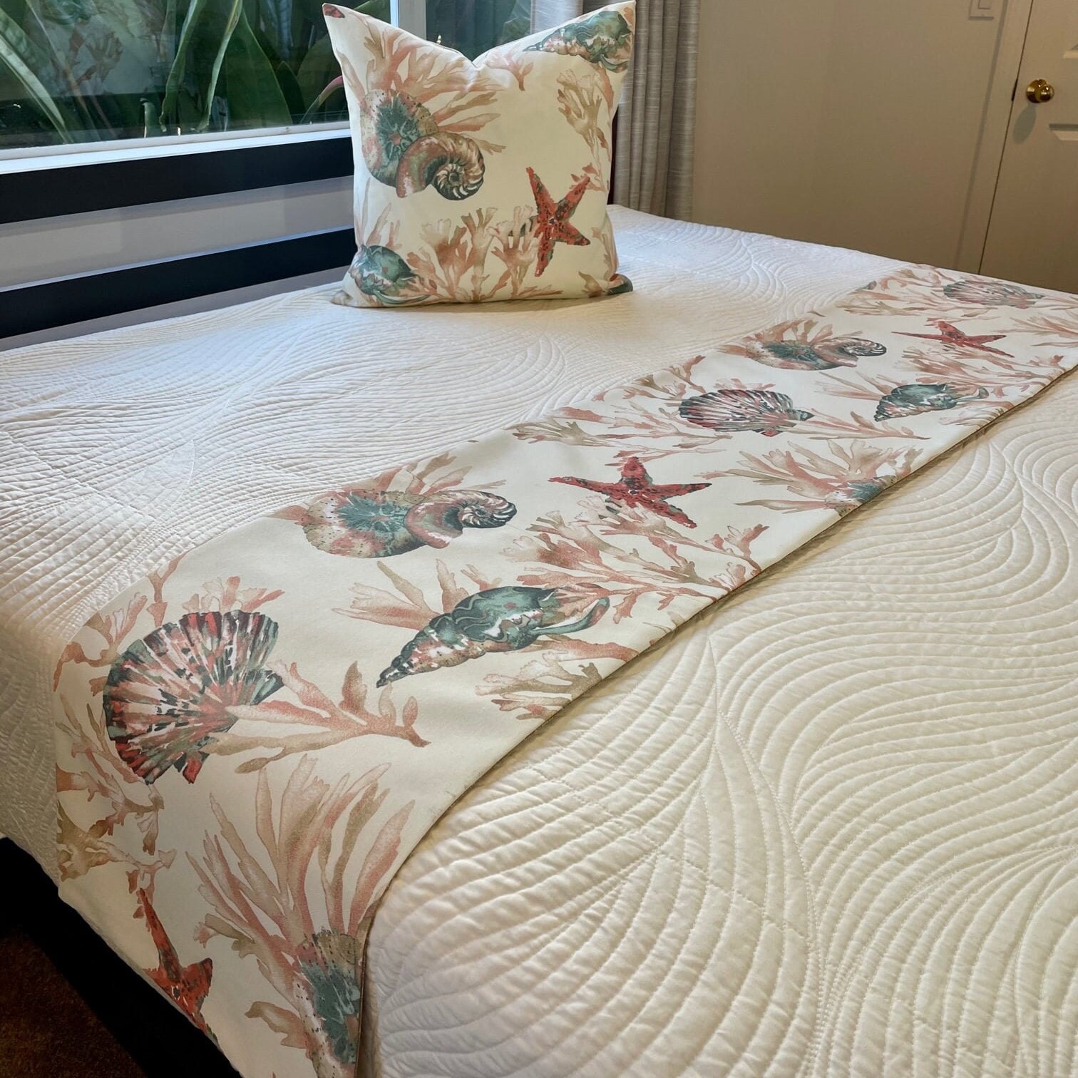 Elegant Seashell Print Runner in Beautiful Shades of Coral - Etsy