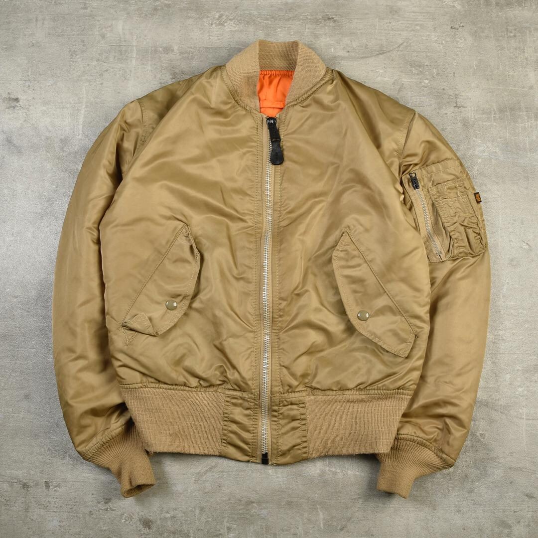 Alpha Industries Vintage Ma1 Bomber Jacket Gold Tan Made in Usa Xs - Etsy