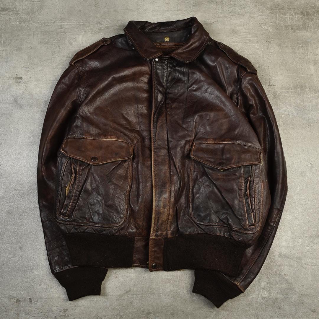 Schott Leather Jacket G1 Flight Bomber With Sherpa Liner Chocolate Brown - Etsy