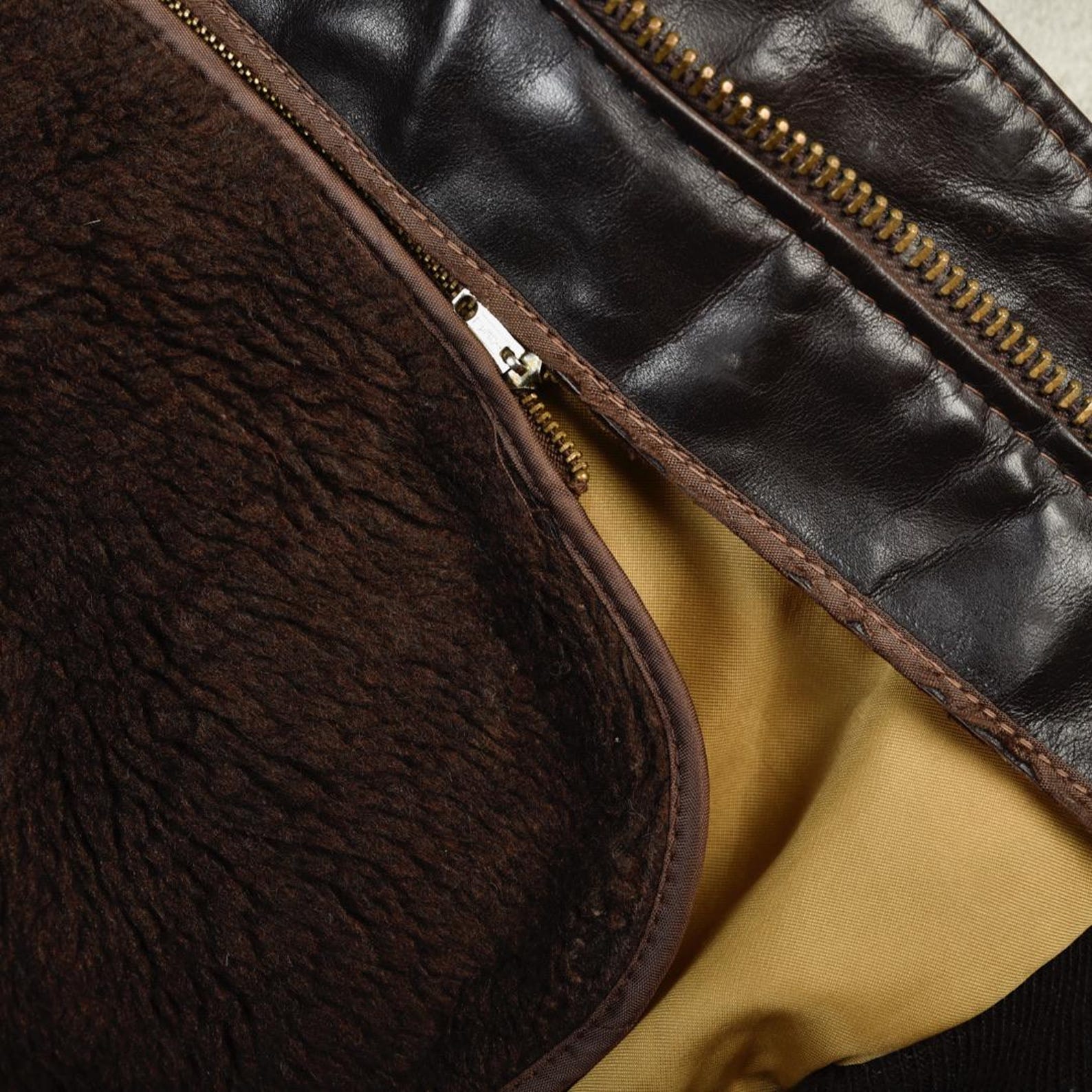 Schott Leather Jacket G1 Flight Bomber With Sherpa Liner Chocolate Brown M L - Etsy