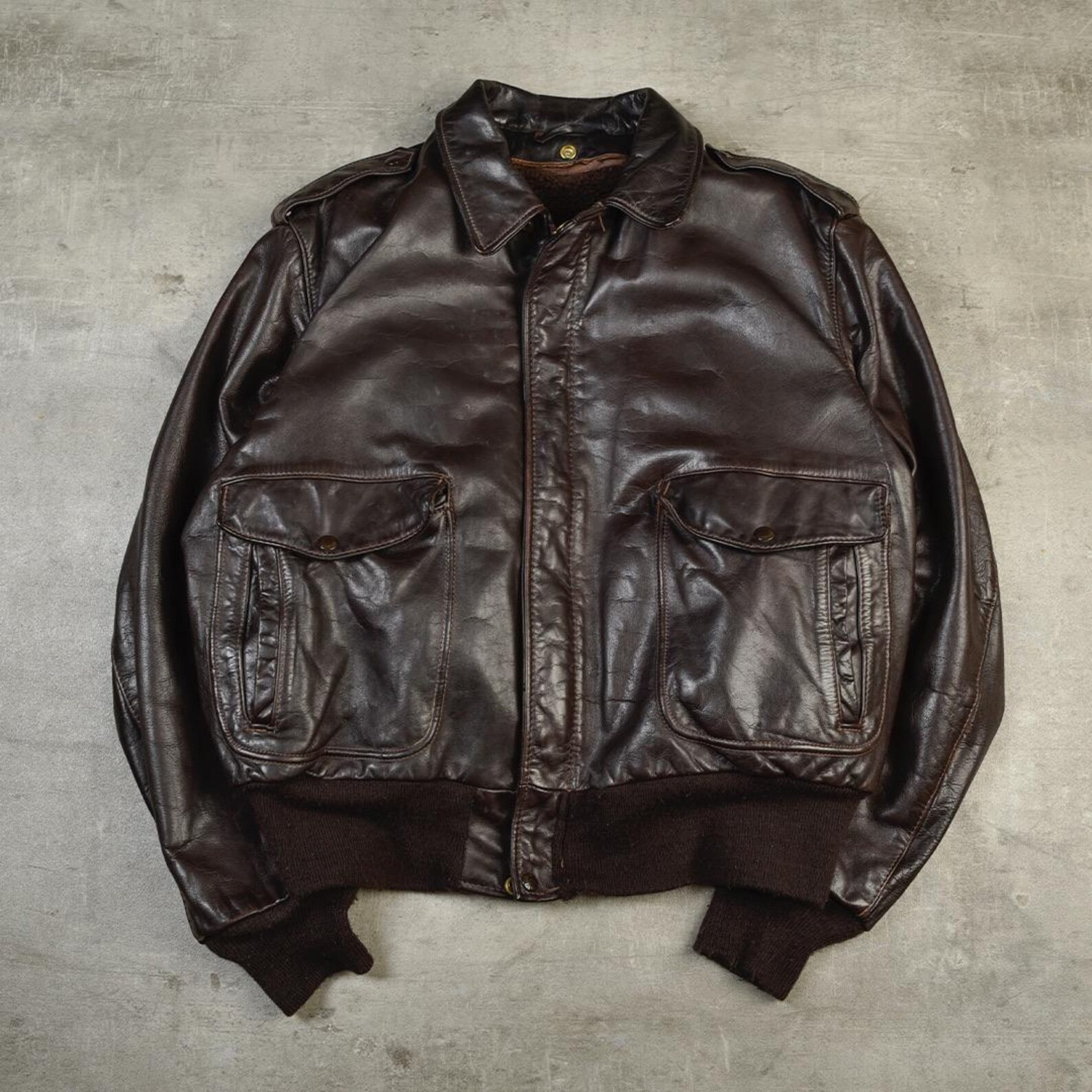 Schott Leather Jacket G1 Flight Bomber With Sherpa Liner Chocolate Brown M L - Etsy