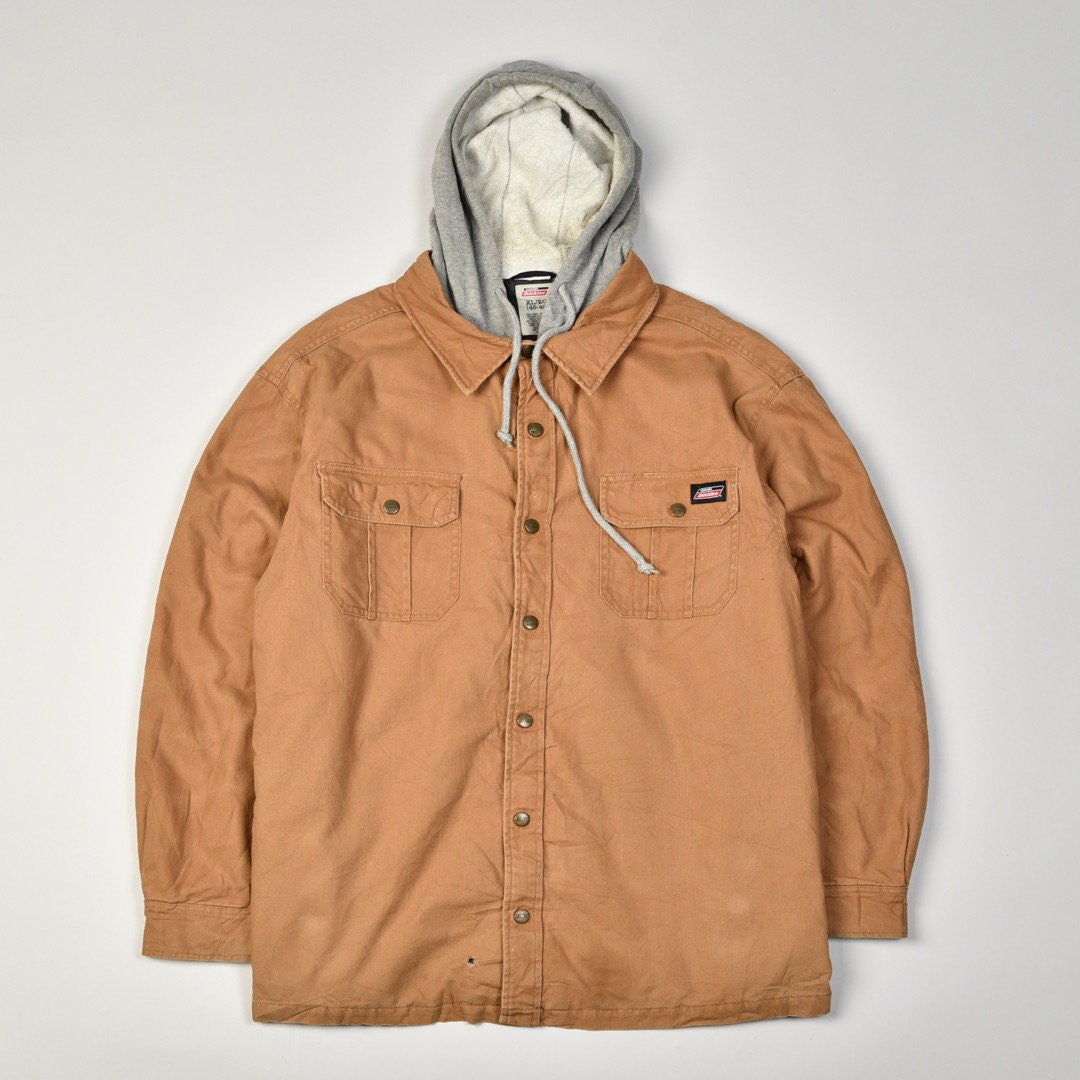 Dickies Duck Hooded Shirt Jacket Beige Xl - Etsy