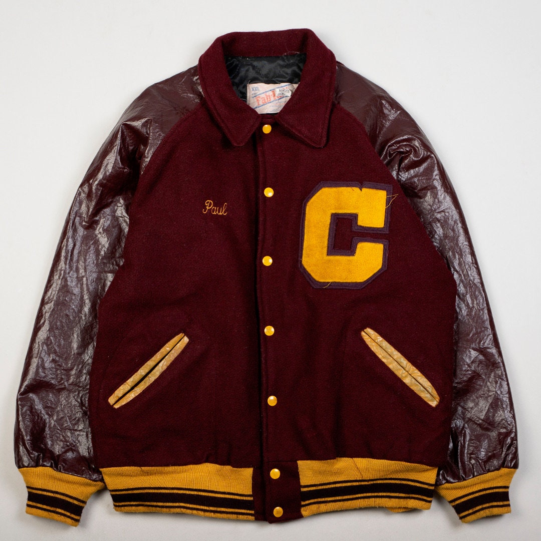 Vintage Varsity Jacket Made in USA Burgundy Red - Etsy