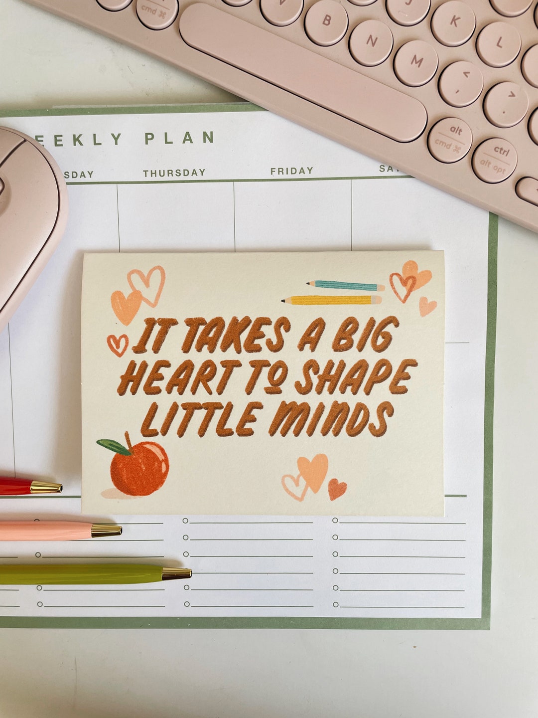 Big Heart Teacher Card - Etsy