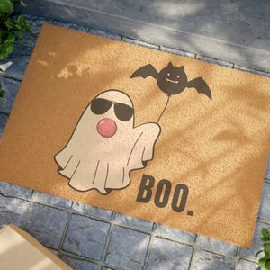 Ghost Halloween Doormat, Cute Ghost Boo Welcome Mat for Front Porch ...
