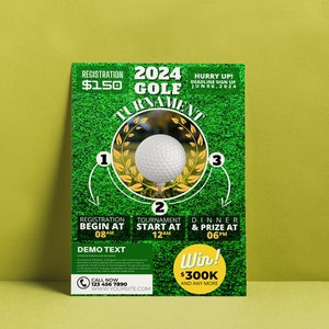 Printable Golf Tournament Fundraiser Flyer CANVA Template, Editable ...