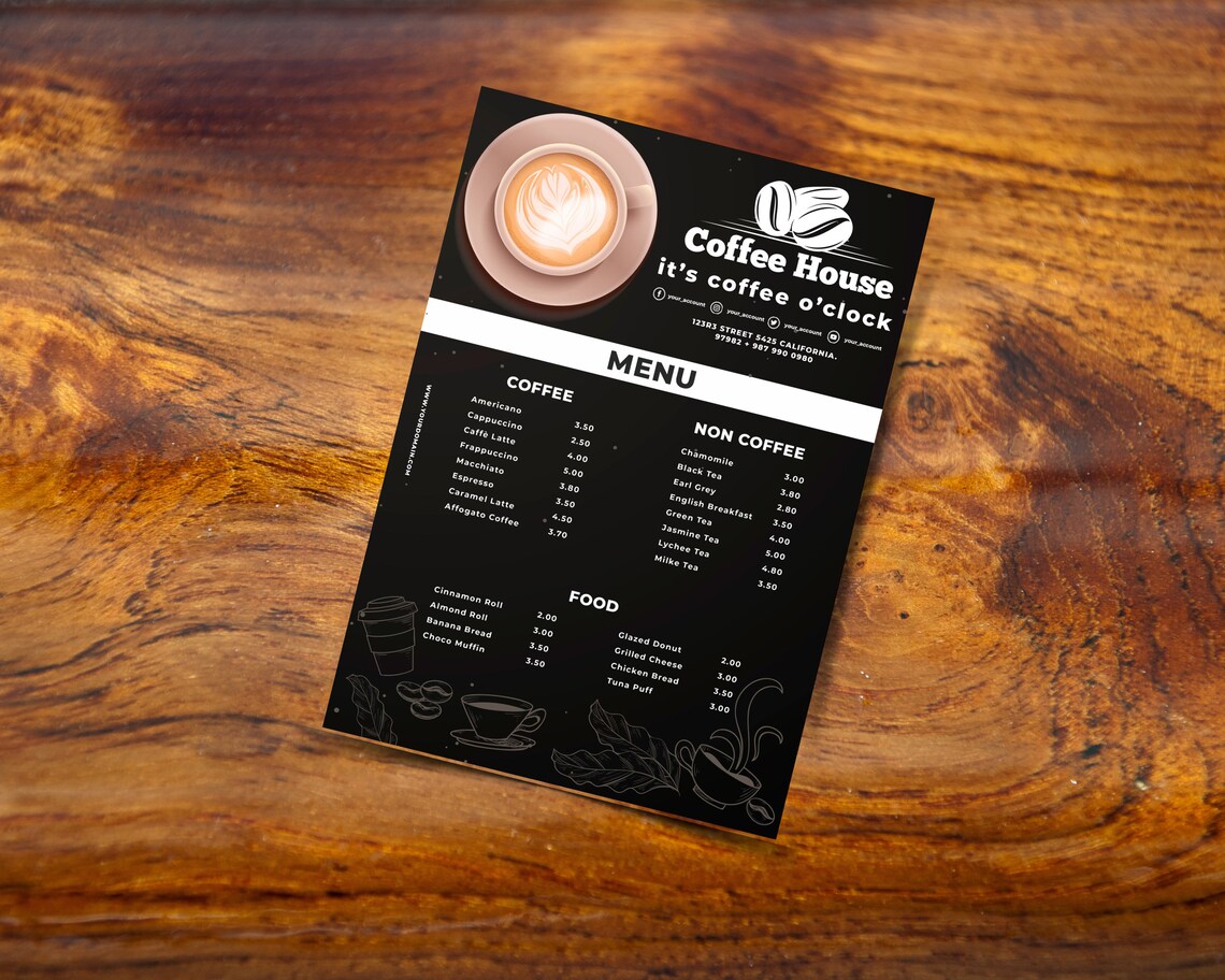 Coffee Menu,coffee Menu Template, Coffee Menu Design, Coffee Menu ...