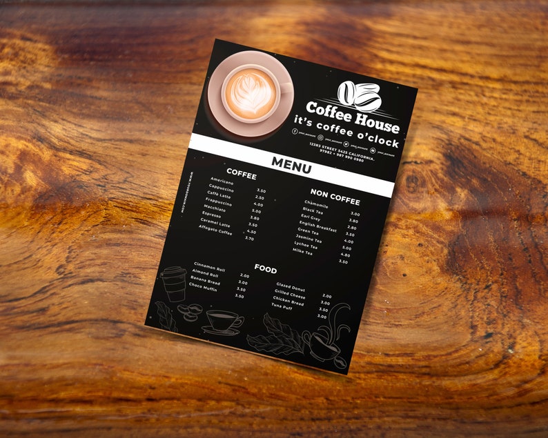 Coffee Menu,coffee Menu Template, Coffee Menu Design, Coffee Menu ...