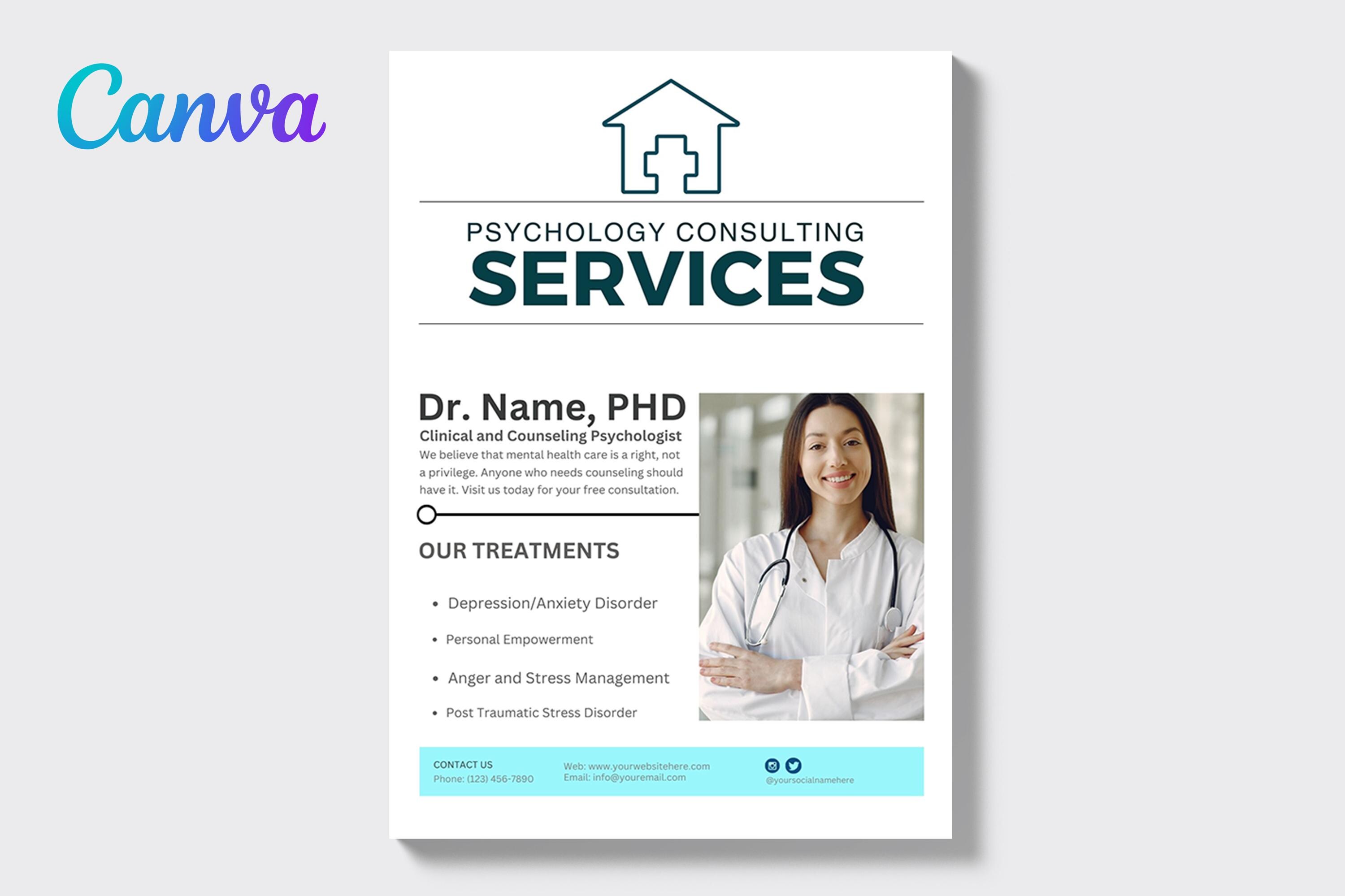 Psychology Therapy Flyer, Mental Health Flyer, Psychologist Service ...
