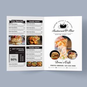 Food Menu Pack Canva, Tri-fold Restaurant Food Menu Canva Template ...