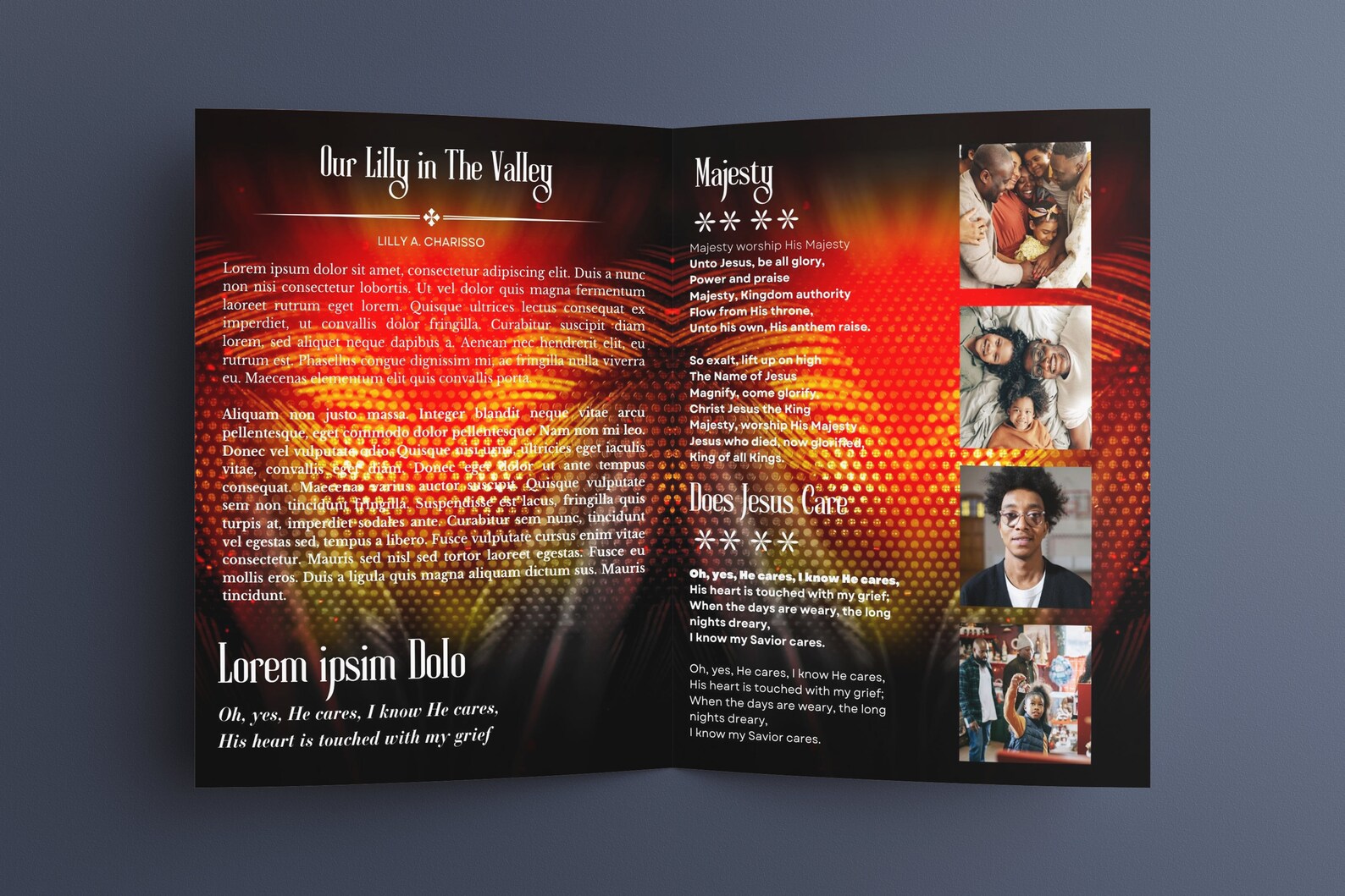 8 Page Magazine Style Funeral Program Template, Blue Memorial Service ...