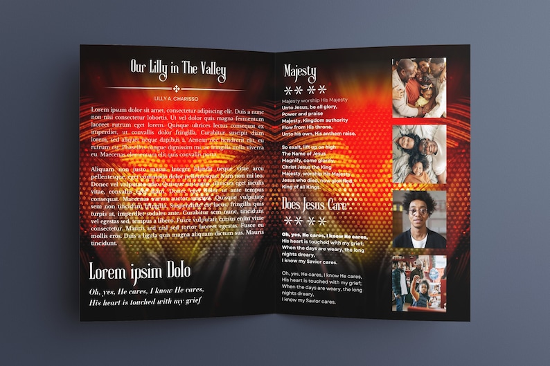 Magazine Style Funeral Program Template, Blue Memorial Service Template ...