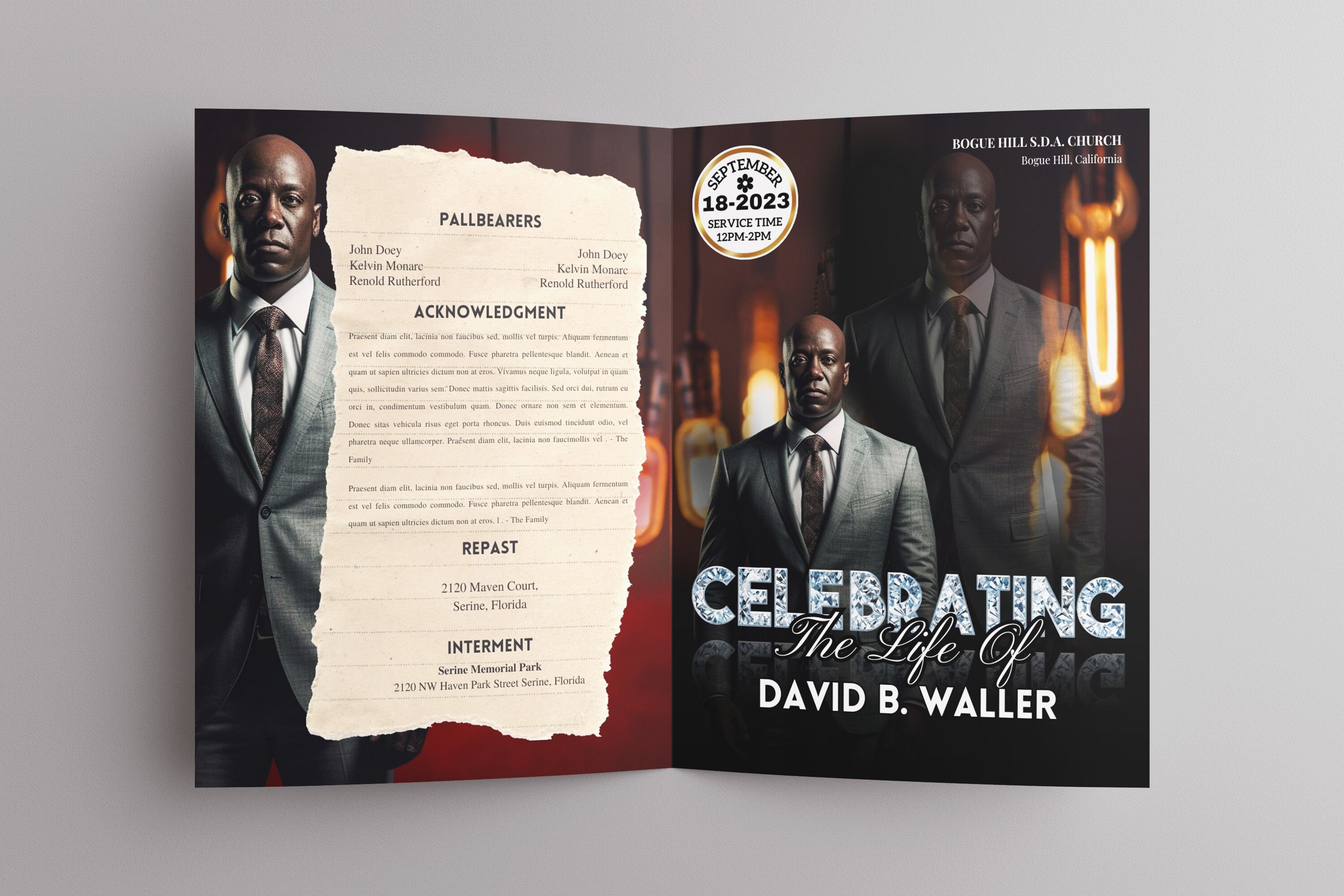 8 Page Modern Funeral Program Canva Editable Templates, Funeral Canva ...