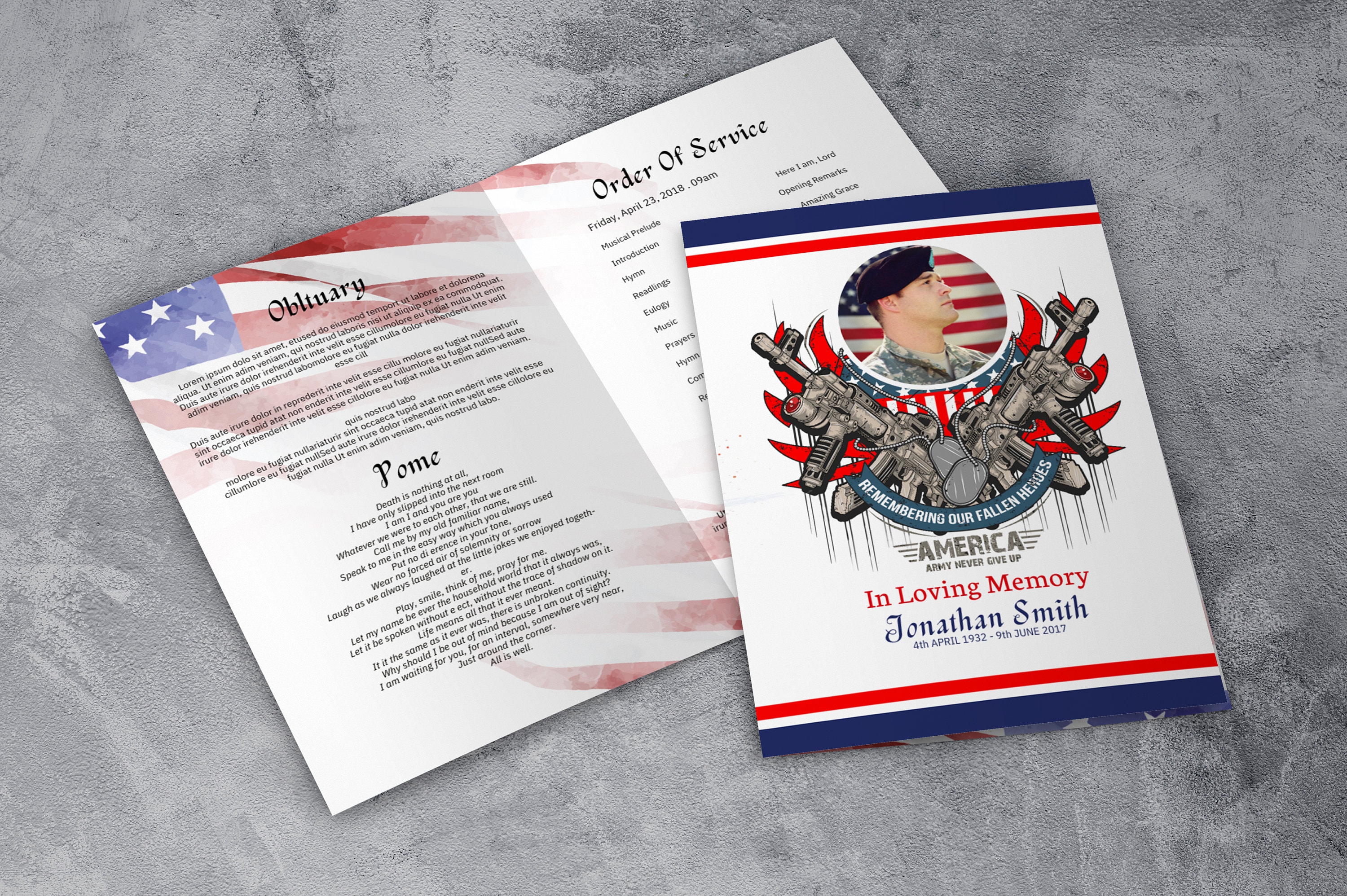 Funeral Template for Military, Military Obituary Template, Funeral ...