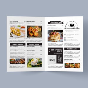Canva Simple Food Menu Template, Modern Bi-fold Food Menu Template ...