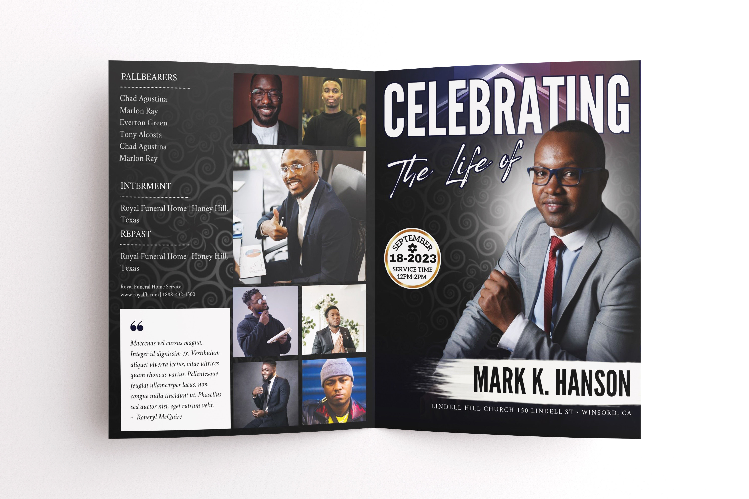 Black Funeral Program Celebration of Life Classy Obituary - Etsy